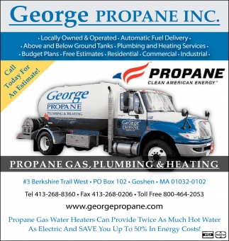 Propane Gas, Plumbing & Heating, George Propane Inc, Goshen, MA