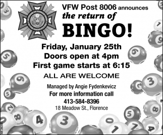 Bingo, VFW Post 8006